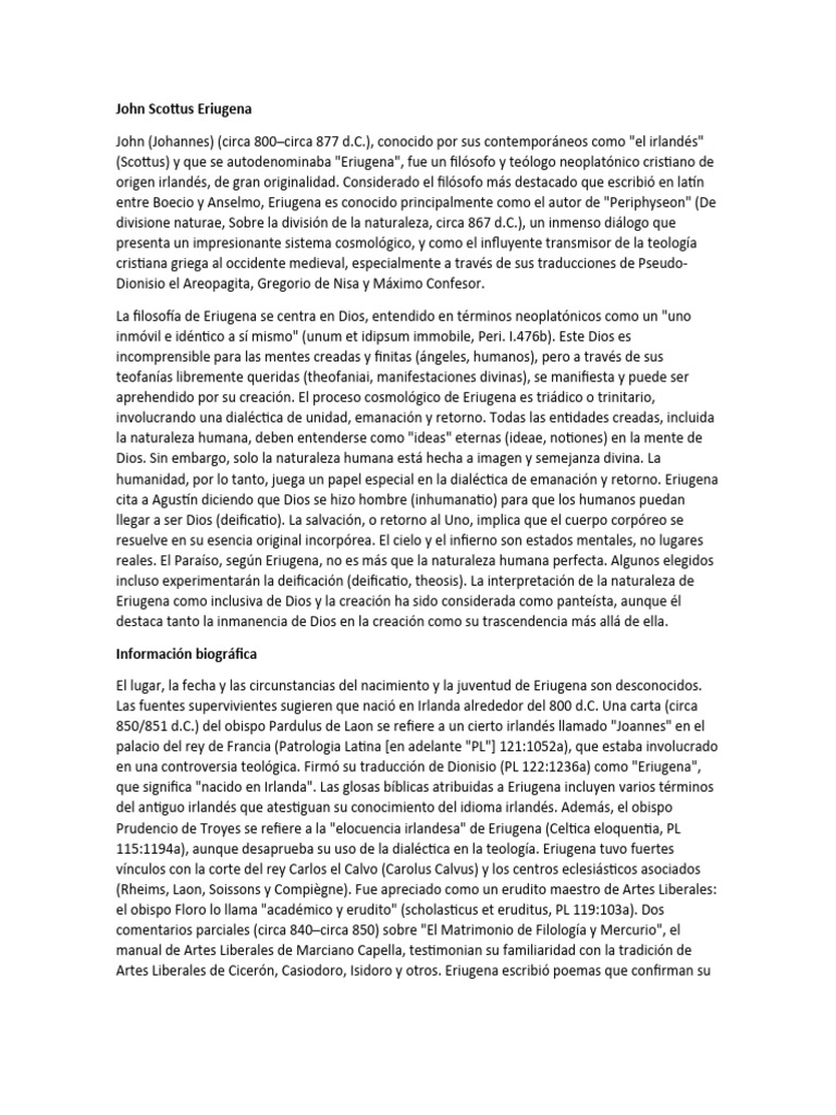 Eriugena-Encyclopedia of Medieval Philosophy | PDF | Dios | neoplatonismo