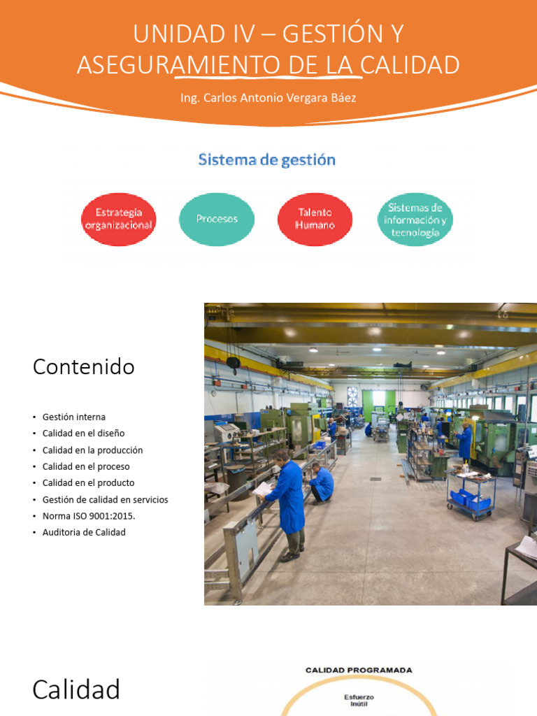 UNIDAD IV - GESTIÓN Y ASEGURAMIENTO DE LA CALIDAD - Rev 1 | PDF | Calidad (comercial) | Auditoría