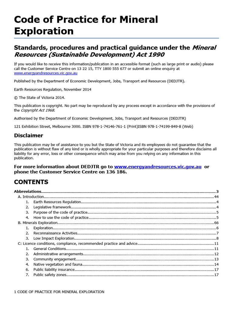 Code of Practice For Mineral Exploration | PDF | License | Exploration