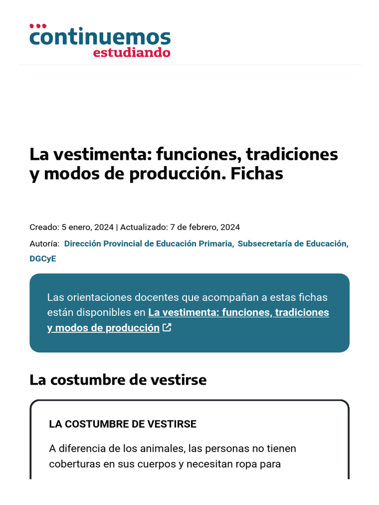La Vestimenta_ Funciones, Tradiciones y Modos de Producción. Fichas ...