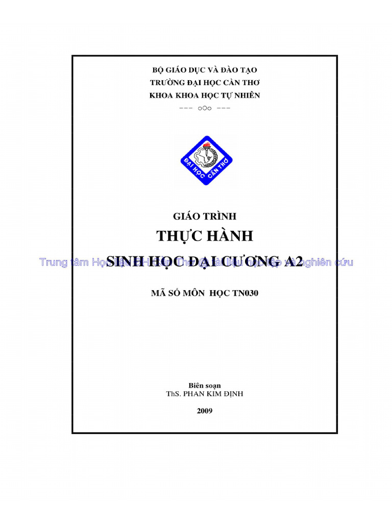 Giáo Trình Thực Hành Sinh Học Đại Cương A2 | PDF