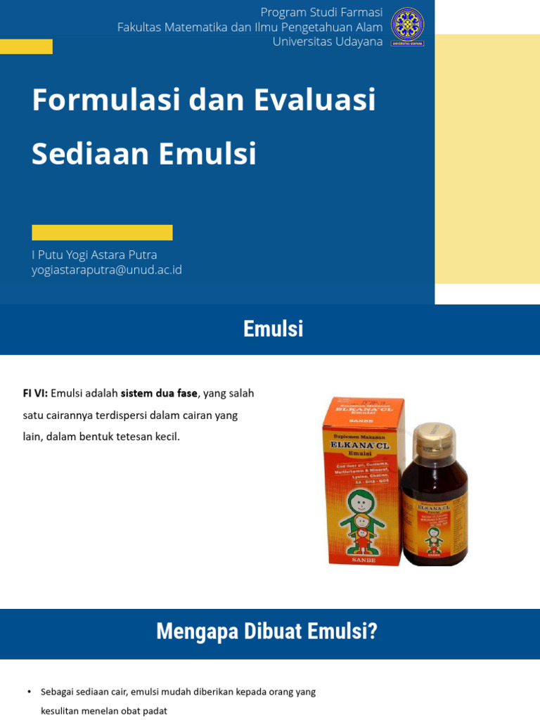 Formulasi Dan Evaluasi Sediaan Emulsi | PDF