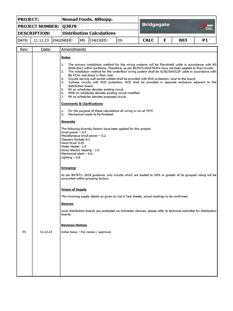 Distribution Calculations and Schedules | PDF | Electrical Wiring ...