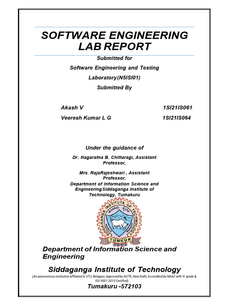 Software Engineering Lab Report: Siddaganga Institute of Technology | PDF | Use Case | Weather