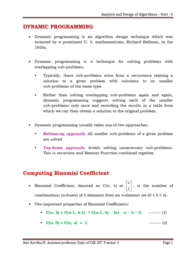 Ada Unit 4 Pdf Dynamic Programming Mathematical Logic 