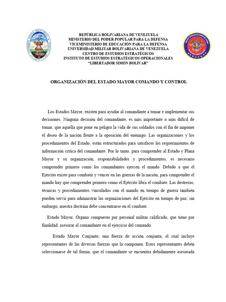 Organización del Estado Mayor Militar | PDF | Personal (militar ...