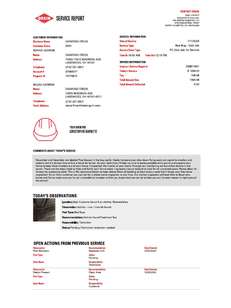 DC 309 - Orkin Report | PDF