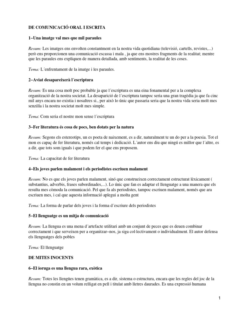 Resumen Una Imatge No Val Més Que Mil Paraules | PDF