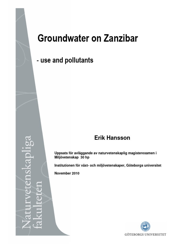 Groundwater Use and Pollution in Zanzibar | PDF | Groundwater | Water