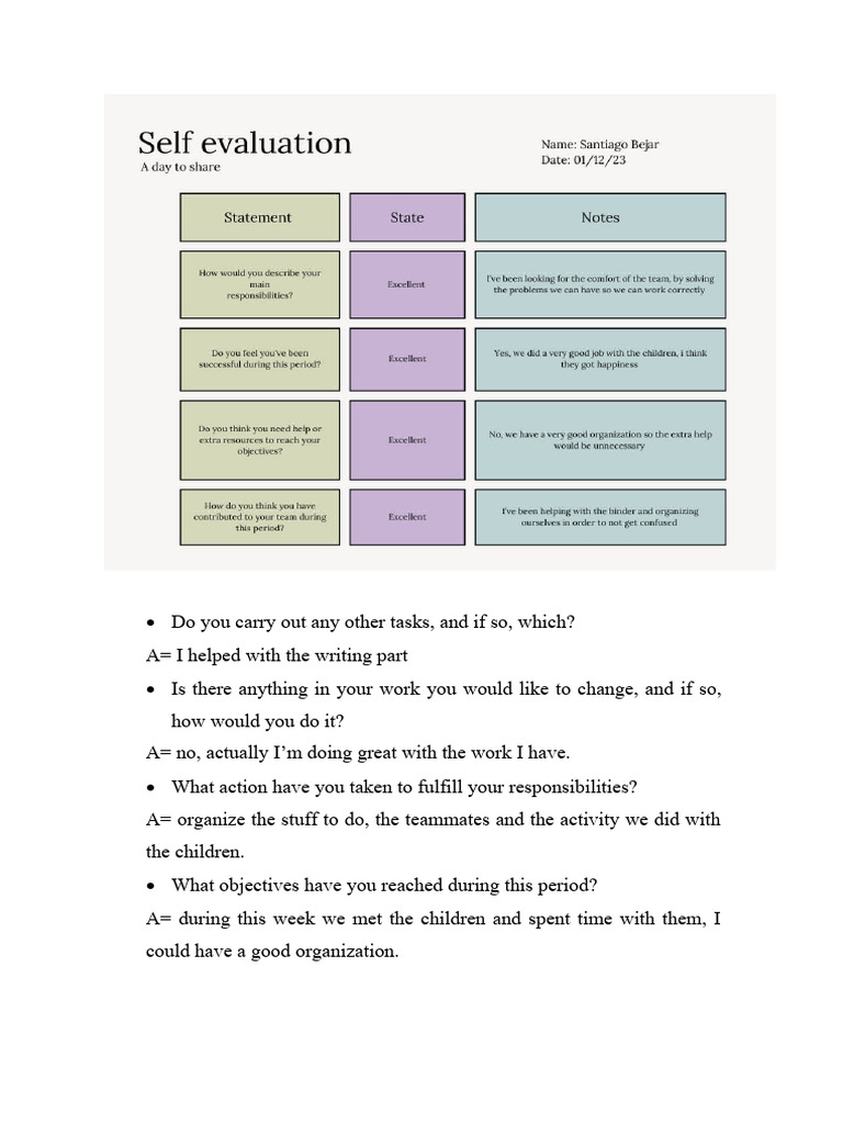Santiago - Self Evaluation 2 | PDF