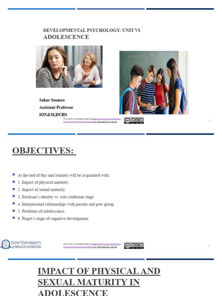 Dev Psych Adolescence Unit 6 | PDF | Puberty | Adolescence