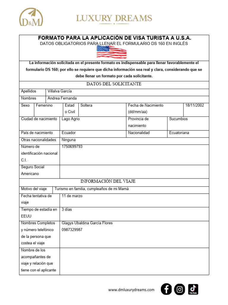 FORMATO FORMULARIO TRAMITE VISA EEUU NUEVO | PDF | Visa de viaje