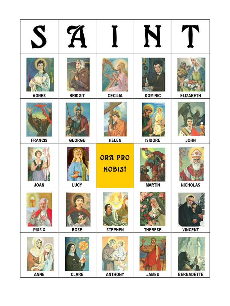 Saint Bingo Cards | Catholic Theology And Doctrine | Christian Saints