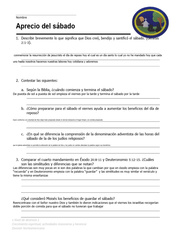 Aprecio Del Sábado | PDF