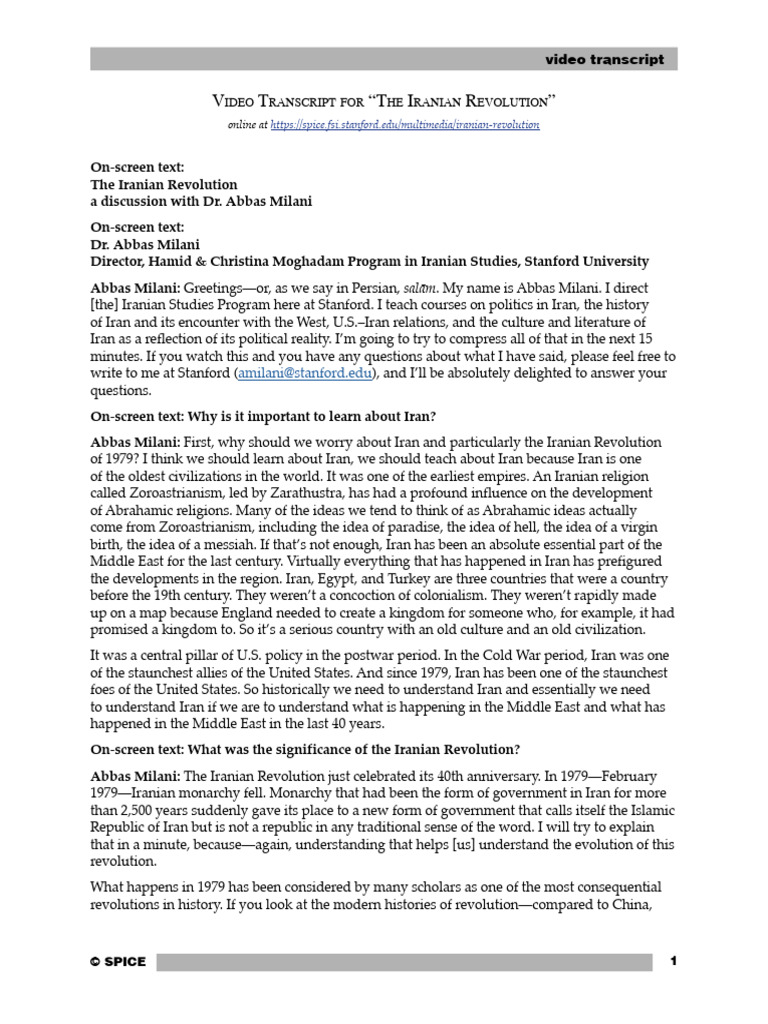 Iranian Revolution Transcript | PDF | Ruhollah Khomeini | Hezbollah