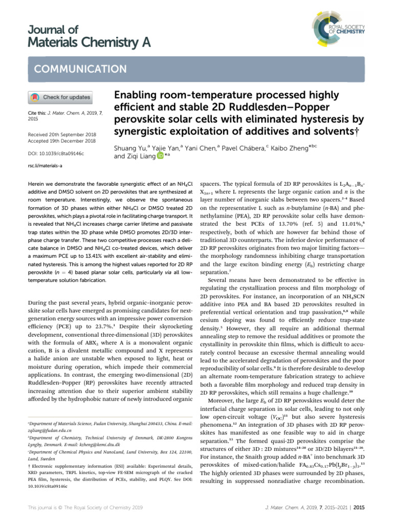 Materials Chemistry A: Journal of | PDF | Physical Sciences | Materials ...