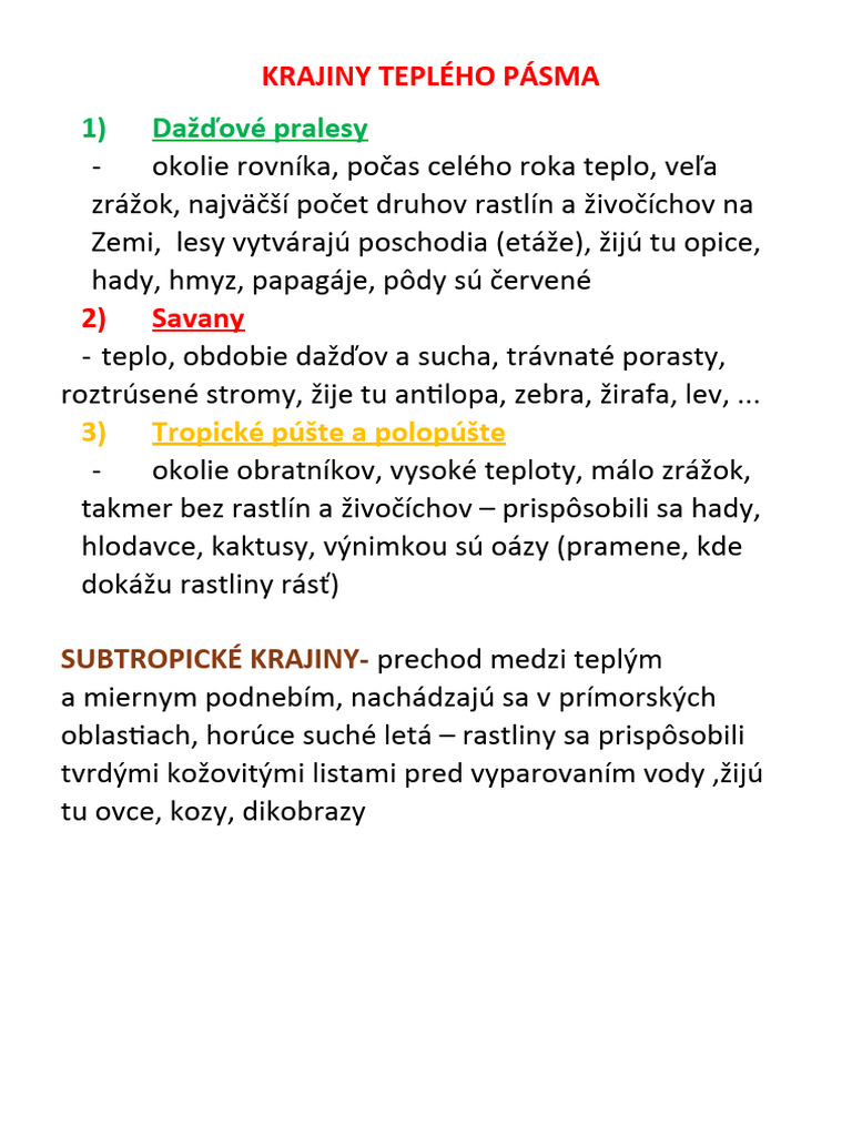 23 Typy Krajin Teple Pasmo | PDF