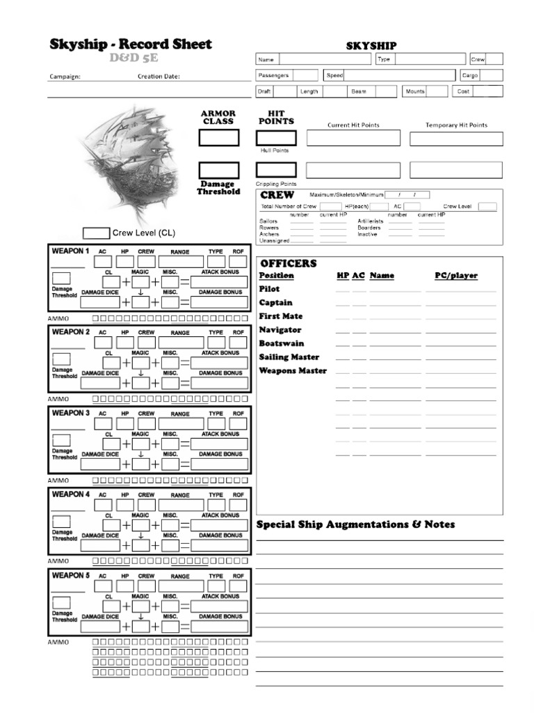 DND Airship Character Sheet | PDF