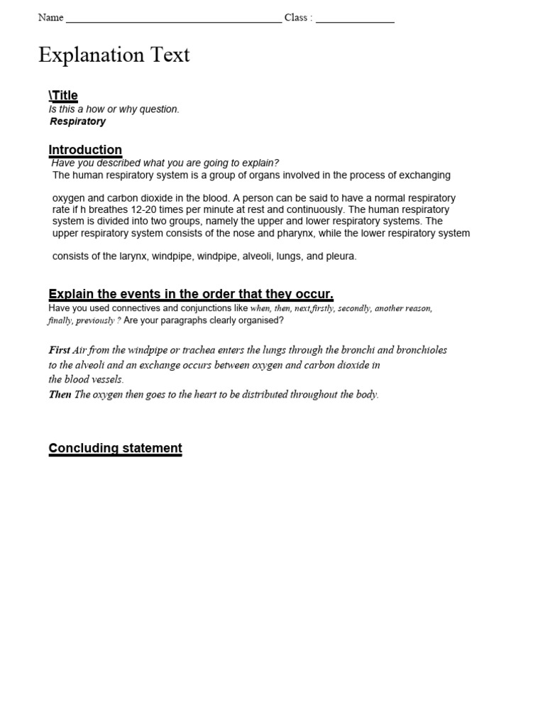 Explanation Text WORKSHEET | PDF