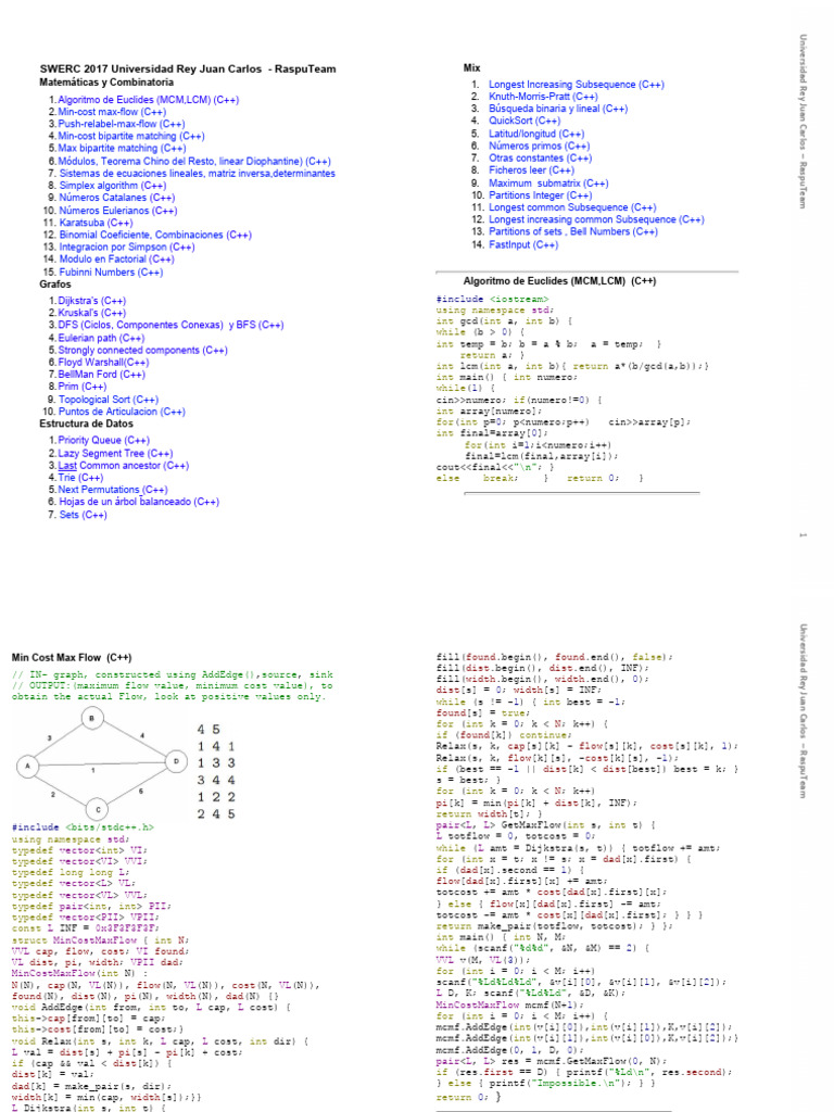Formulario Swerc | PDF | Computer Programming | Mathematical Relations