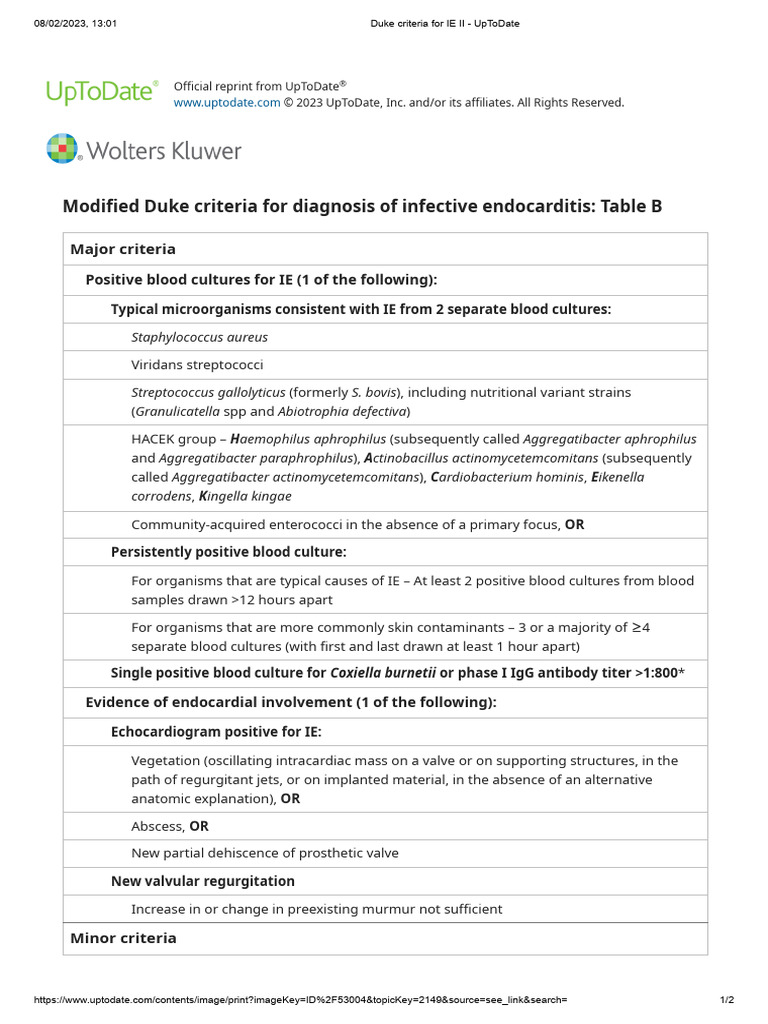 Duke Criteria For IE II - UpToDate | PDF | Medical Specialties ...
