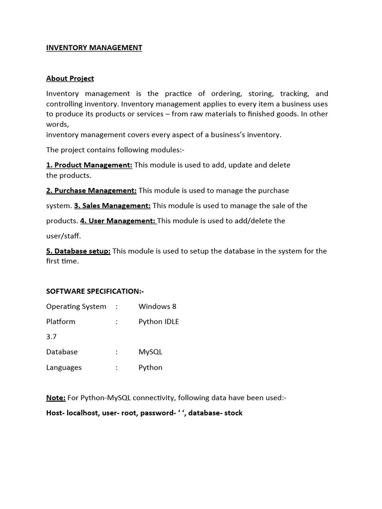 Inventory Management | PDF | Databases | Python (Programming Language)