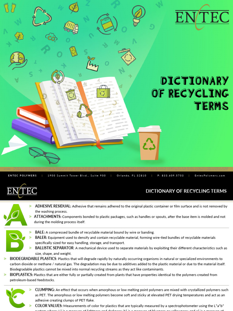 Dictionary of Recycling Terms | PDF | Recycling | Plastic