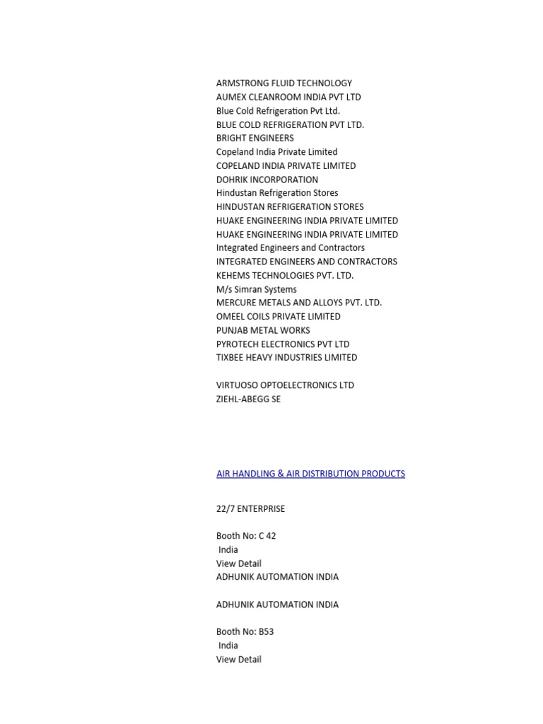Ahu Vendor List | PDF | Building Automation | Machines