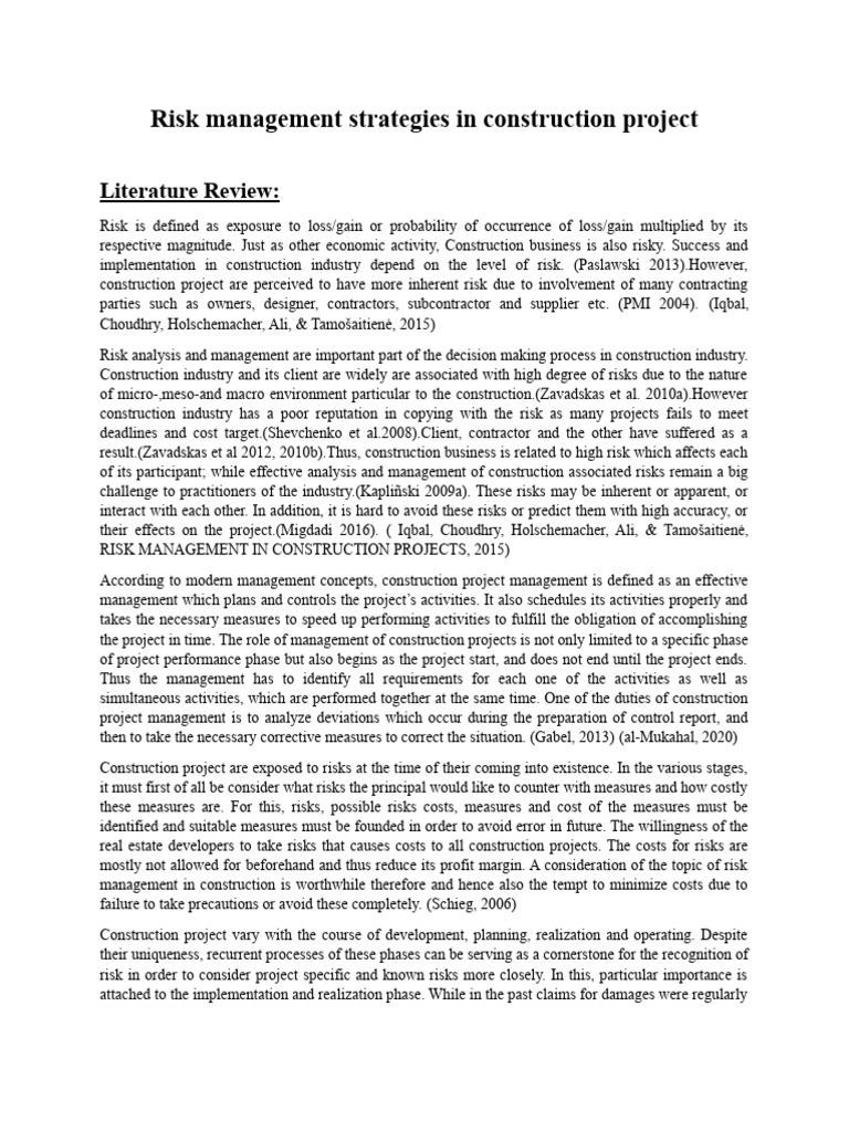 Literature Review | PDF | Risk | Risk Management