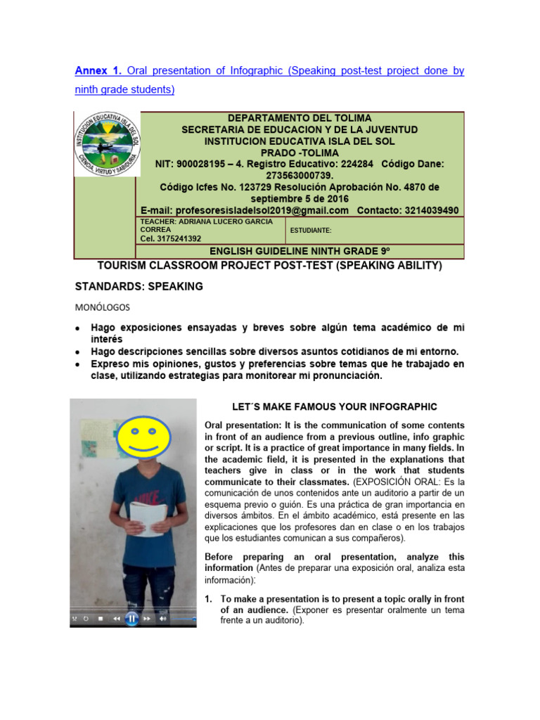Annex 12. Oral Presentation of Infographic (Speaking Post-test Project ...