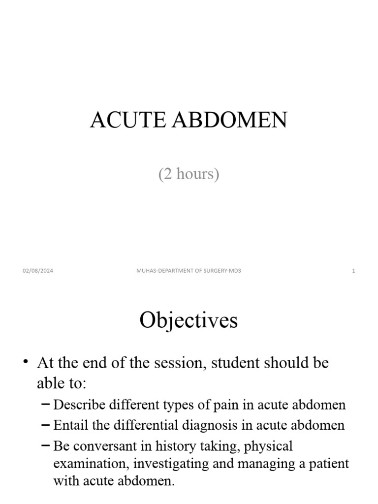Acute Abdomen | PDF | Pain | Clinical Medicine