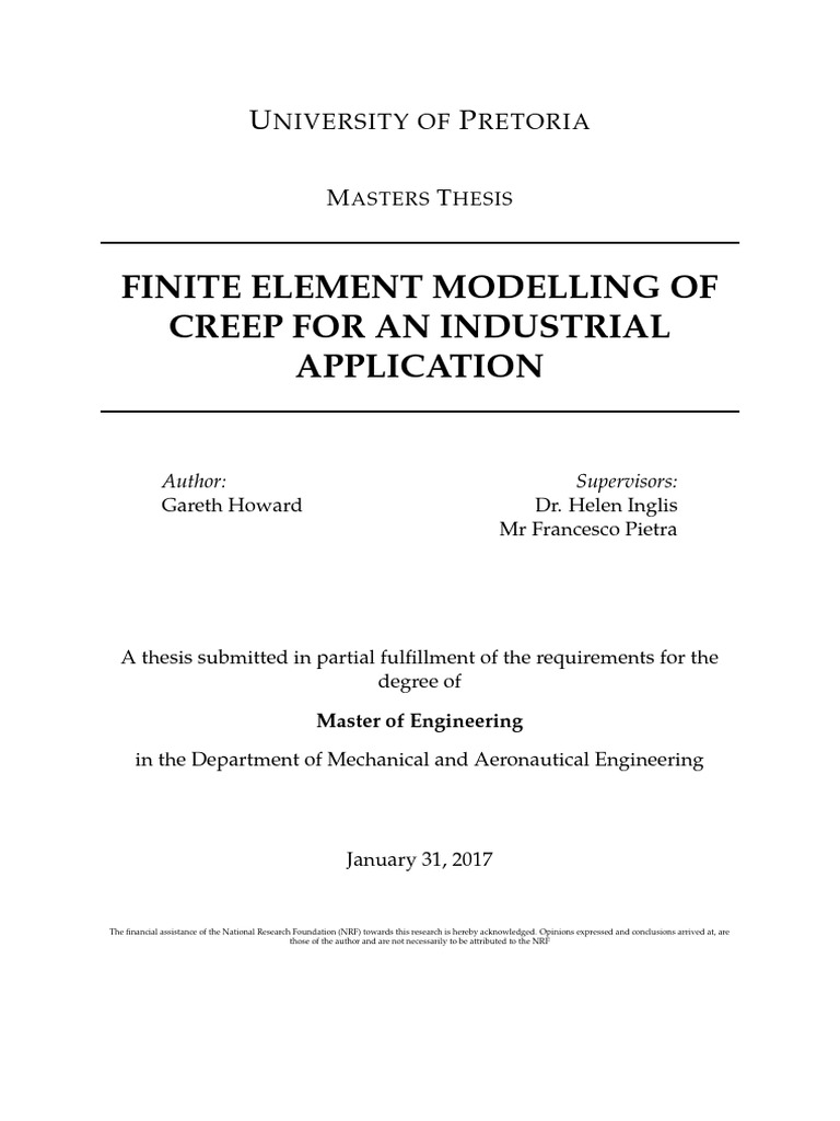 Creep Finite Element Modelling Thesis | PDF | Creep (Deformation ...