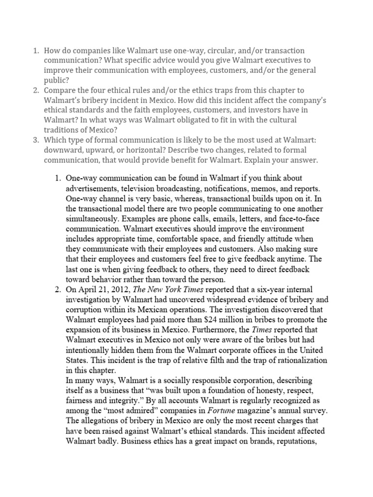 Ethics Chapter 1 Pdf Walmart Bribery