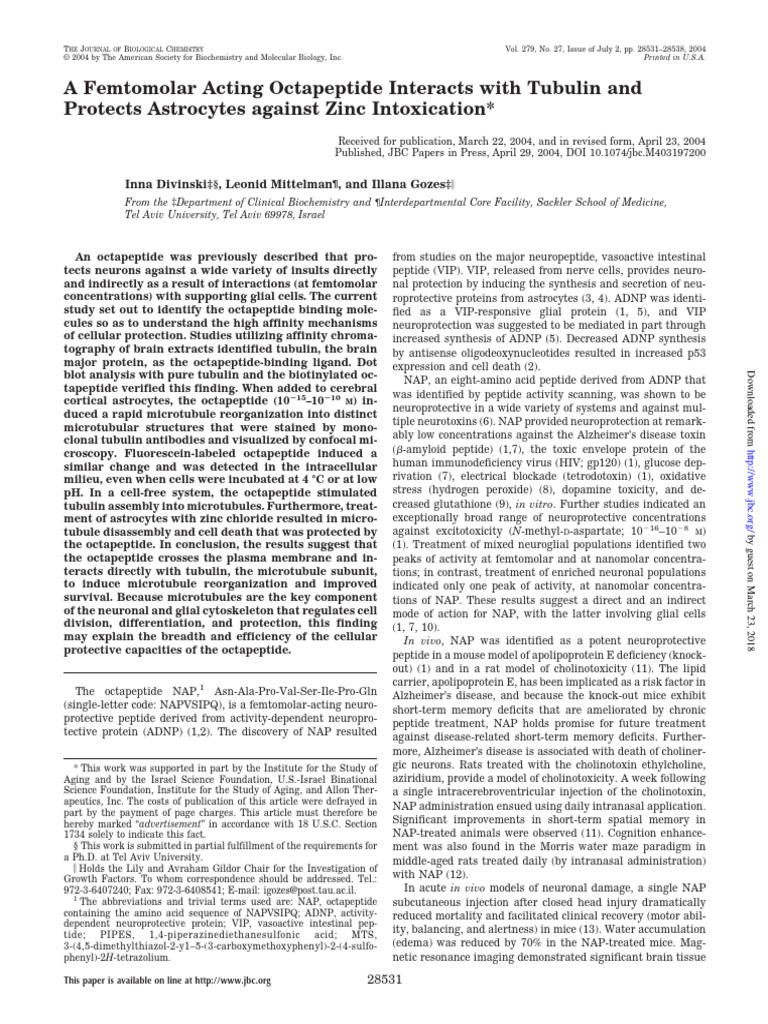 NAP ZN | PDF | Microtubule | Polyacrylamide Gel Electrophoresis
