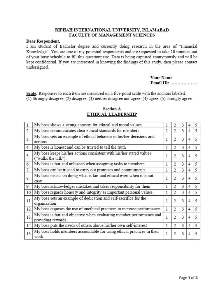 BP Questionnaire | Download Free PDF | Employment | Attitude (Psychology)
