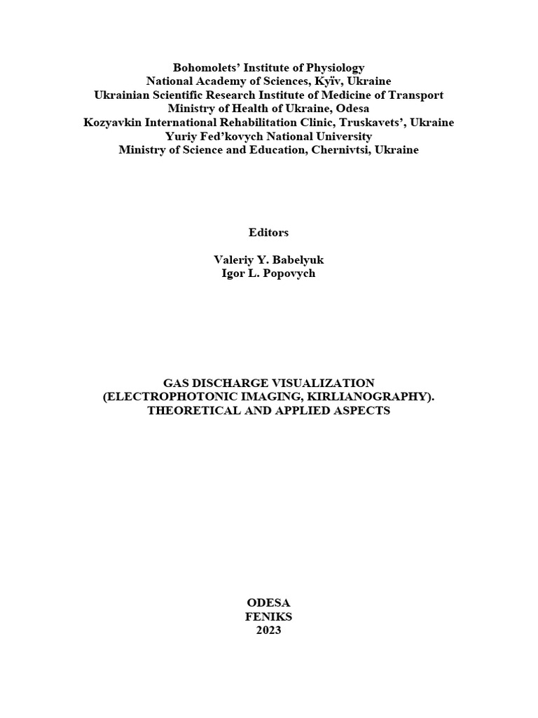 Gas Discharge Visualization (Electrophotonic Imaging, Kirlianography ...
