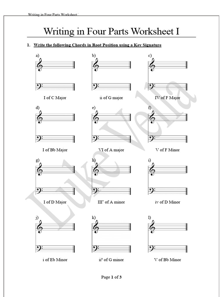 Chord Writing Worksheet for Musicians | PDF | Musical Keys | Melody