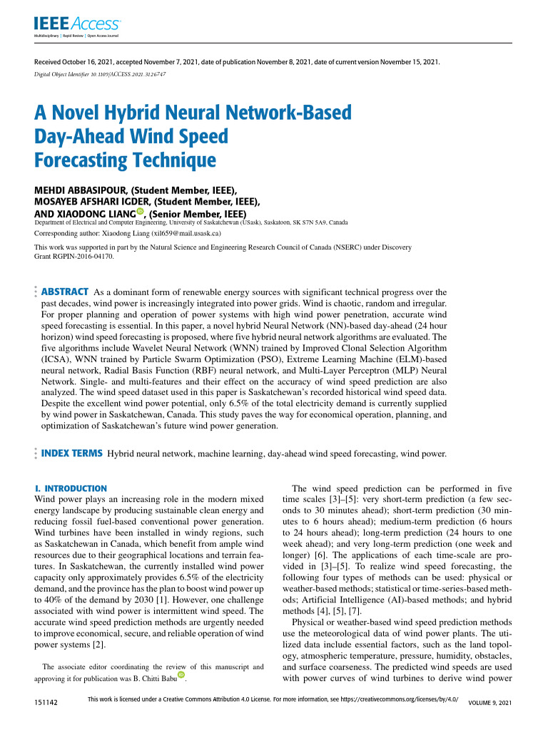A Novel Hybrid Neural Network-Based Day-Ahead Wind Speed Forecasting ... A Novel Hybrid Neural Network-Based Day-Ahead Wind Speed Forecasting ...