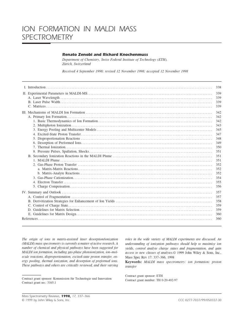 Zenobimaldireview | PDF | Ionization | Mass Spectrometry