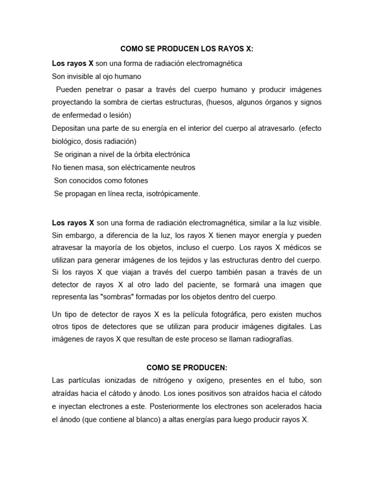 Como Se Producen Los Rayos X | PDF | Rayo X | Física Aplicada e Interdisciplinaria