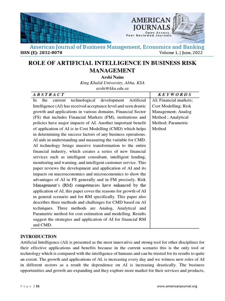 Role of AI in Business Risk Management | PDF | Artificial Intelligence ...