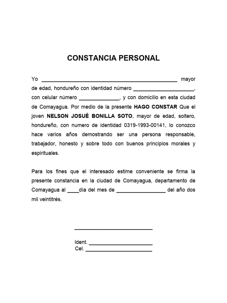Constancia Personal Formato | PDF