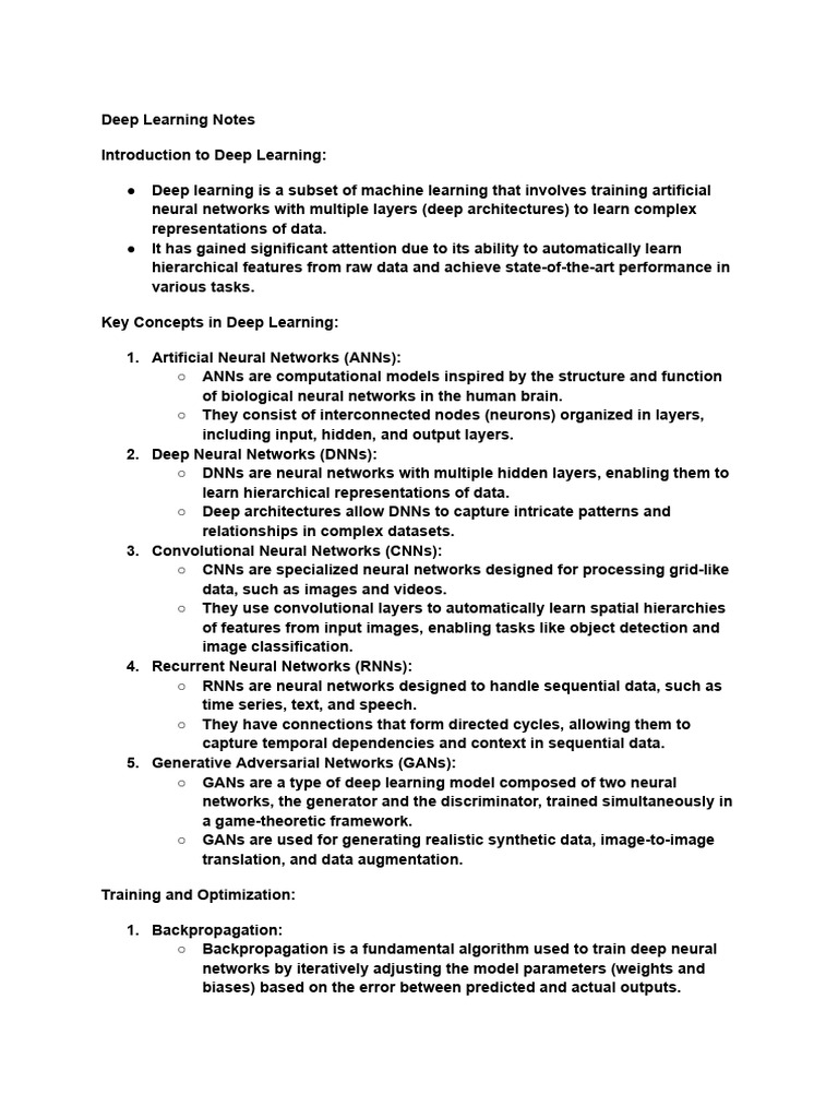Class Notes Deep-Learning | PDF | Deep Learning | Artificial Neural Network Class Notes Deep-Learning | PDF | Deep Learning | Artificial Neural Network