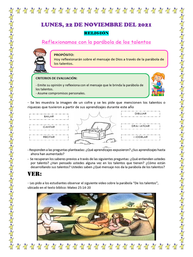 Actividad de La Parábola de Los Talentos | PDF | Parábolas de Jesús