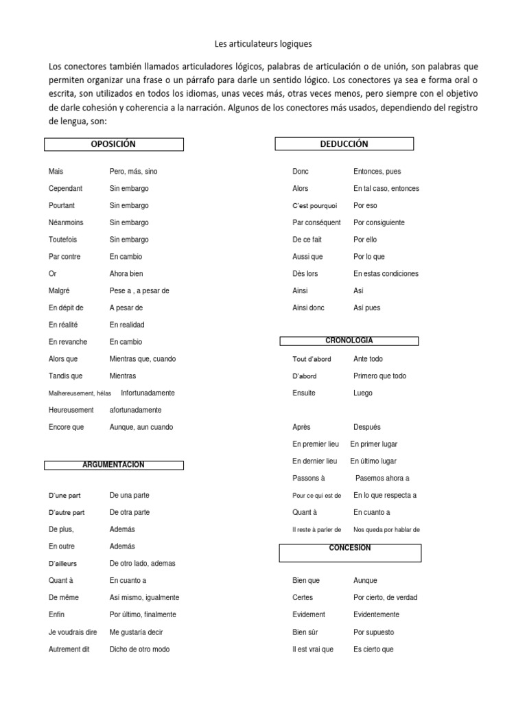 Articulateurs logiques et leur usage | PDF