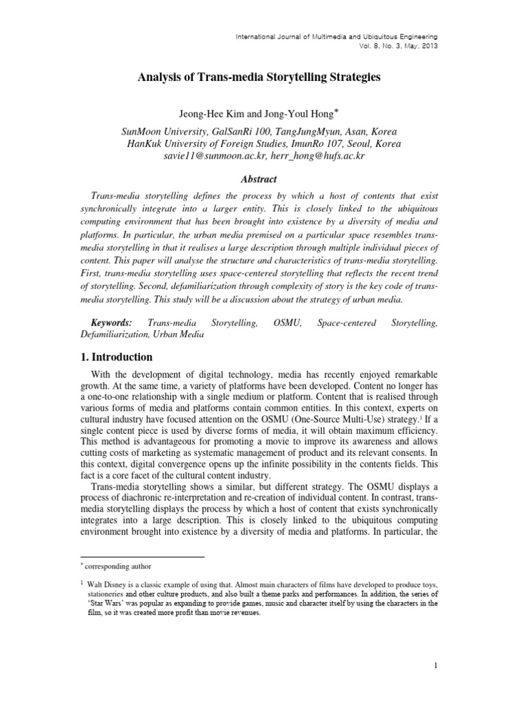Analysis of Trans-Media Storytelling Strategies | PDF | Intelligence | Storytelling