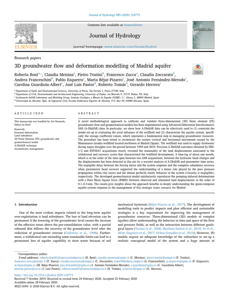 3D Groundwater Flow and Deformation Modelling of Madrid Aquifer | PDF ...