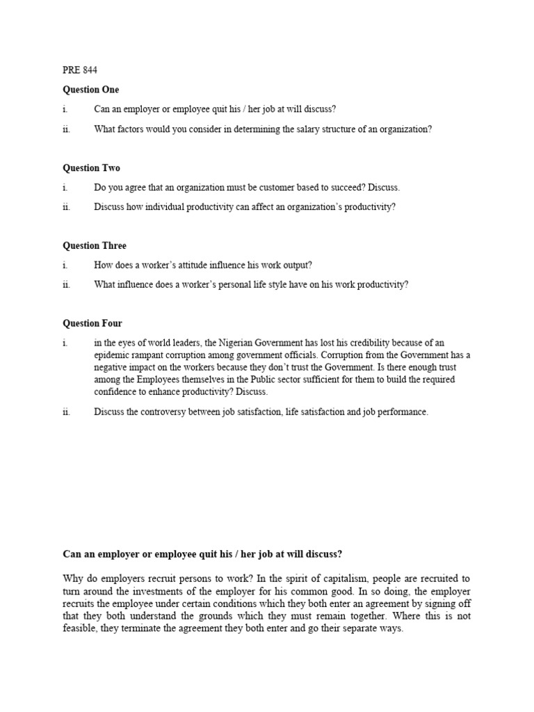 Employment Dynamics and At-Will Policies | PDF | At Will Employment ...