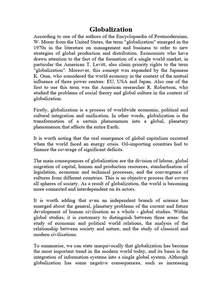 Understanding Globalization's Impact | PDF