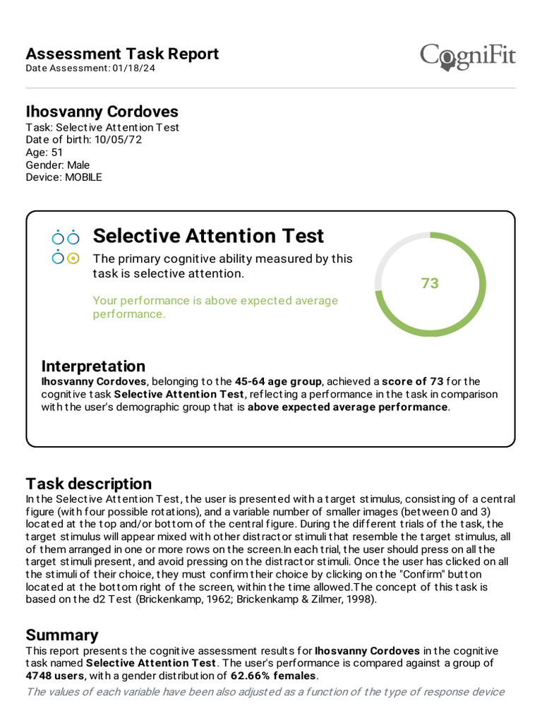 Selective Attention Test Results | PDF | Behavioural Sciences ...